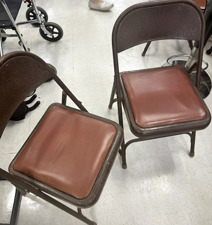 Folding chairs that've supported more posteriors than a congressional hearing &ndash; and they're probably more comfortable.