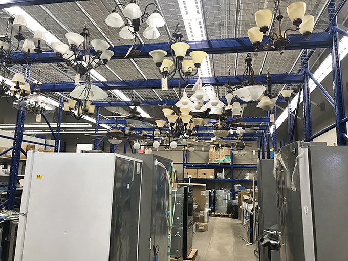 The chandelier forest, where lighting fixtures dangle like crystal fruit, waiting to class up dining rooms across the Valley of the Sun.