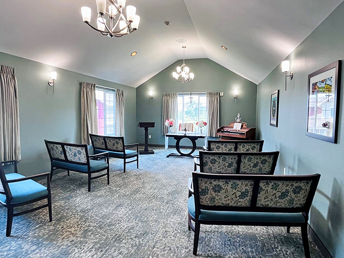 A chapel providing spiritual comfort without the guilt trip your mother perfected.