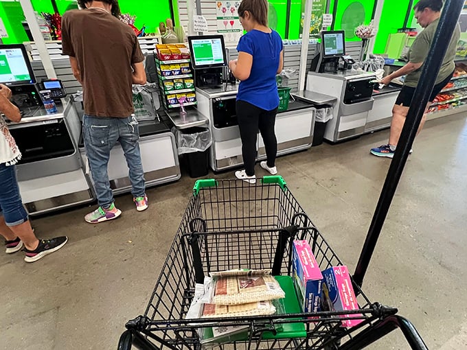 The checkout line moves faster than Nashville traffic, with carts full of triumphant bargain victories.