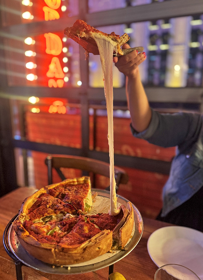 The legendary cheese pull &ndash; halfway between science and art. This stretchy moment of dairy perfection is what Instagram was invented for.