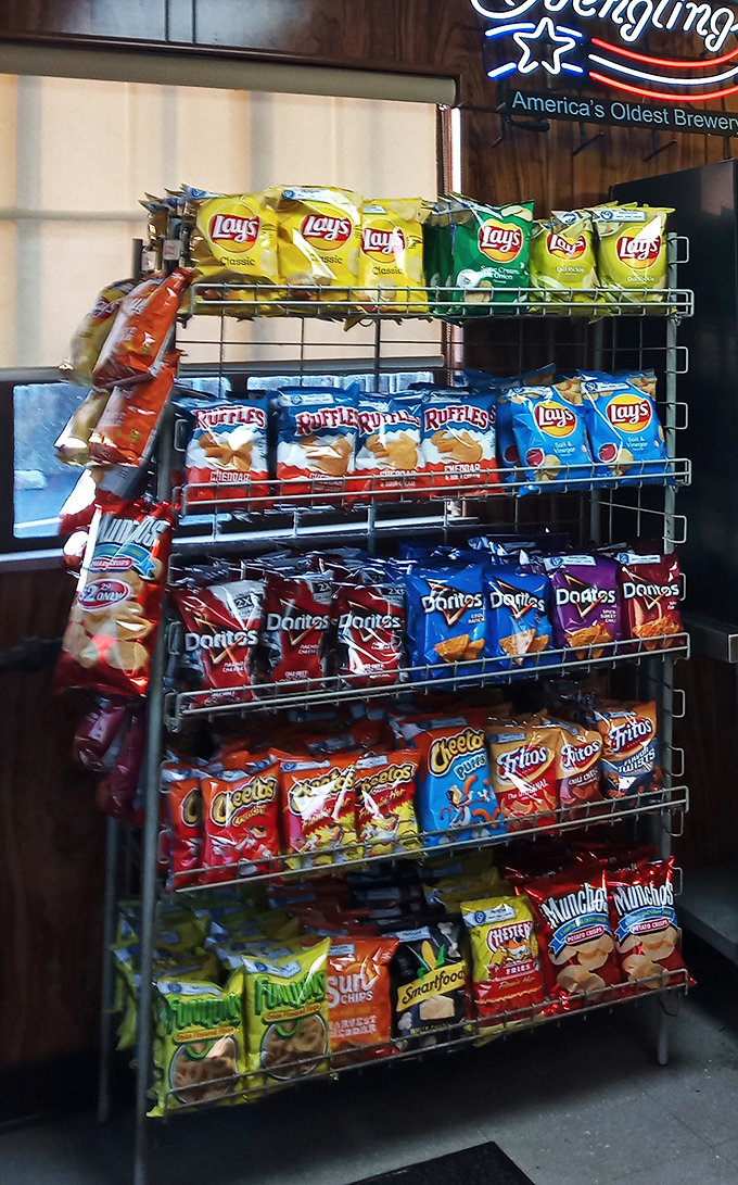Chips and snacks standing ready for those who need a little something extra with their meal.