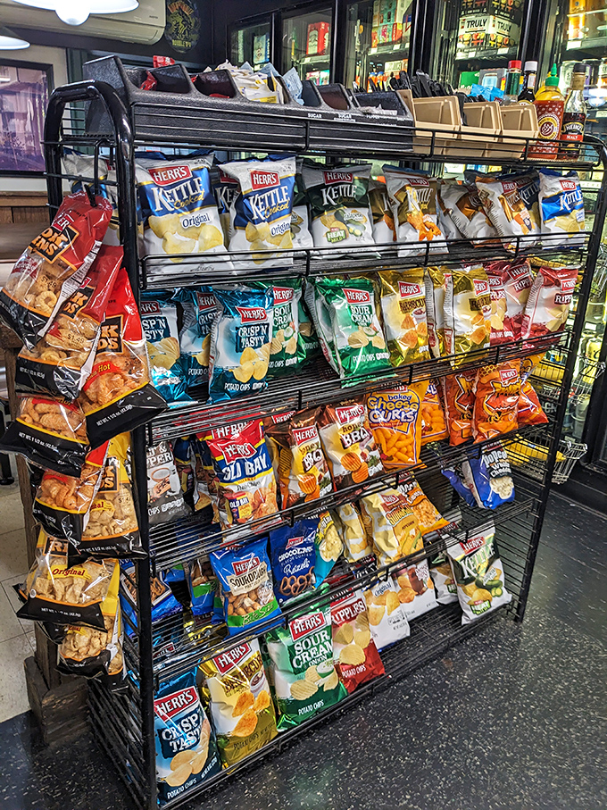 A chip selection that rivals most convenience stores &ndash; because sometimes you need a crunchy companion for the road.