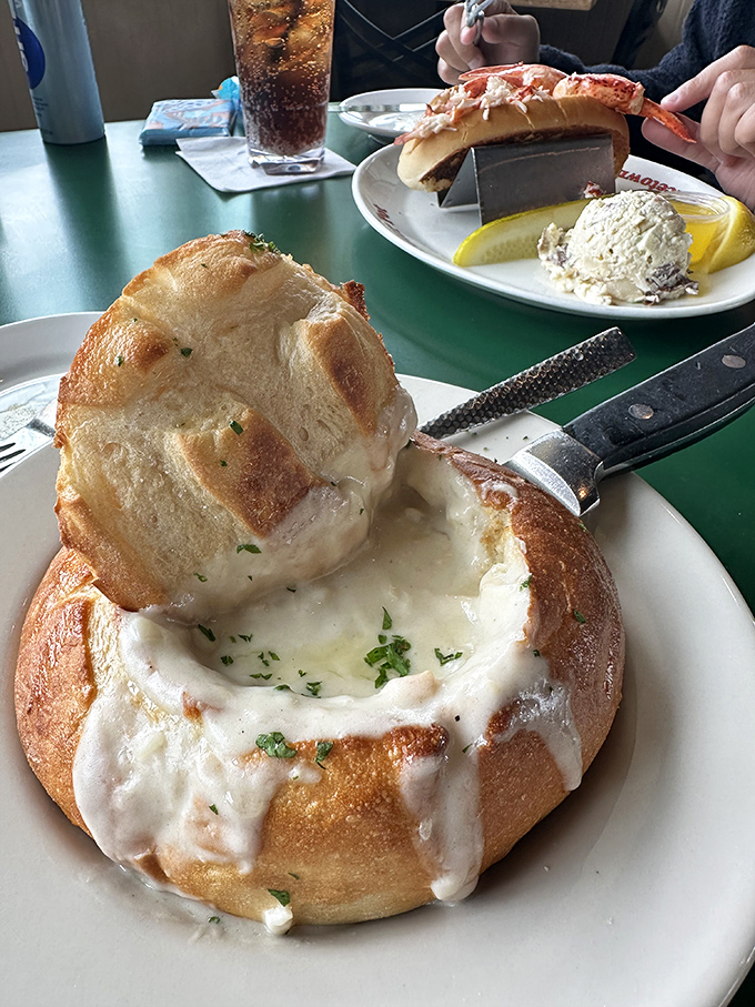 This isn't just clam chowder&mdash;it's a bread bowl of New England comfort, creamy enough to make you forget whatever diet you're cheating on.