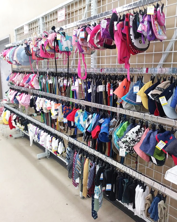 The accessories wall&mdash;where purses, hats, and scarves of every imaginable hue create a tapestry of style possibilities for pennies on the dollar.