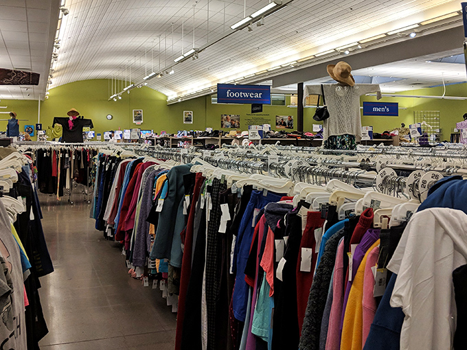 The clothing section stretches to the horizon like a textile sea. Somewhere in there is the perfect jacket someone will ask about for years to come.