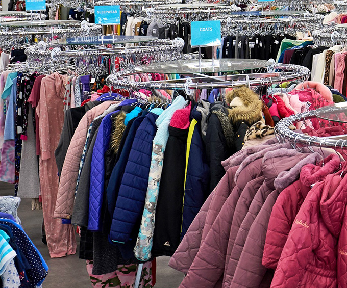 Winter coat wonderland where puffy jackets and stylish trenches coexist peacefully. Seasonal fashion at prices that won't freeze your bank account.