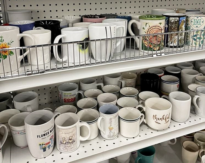 Coffee mugs lined up like contestants in a beauty pageant, each one hoping to become your morning's faithful companion.