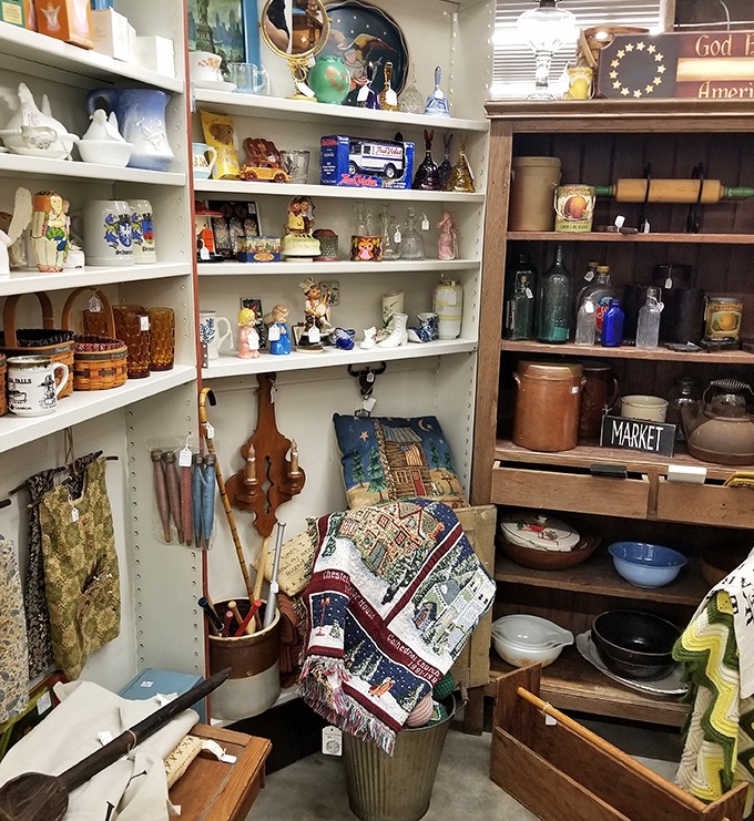 Americana in miniature&mdash;where ceramic angels, vintage bottles, and handcrafted treasures create a museum of everyday life.