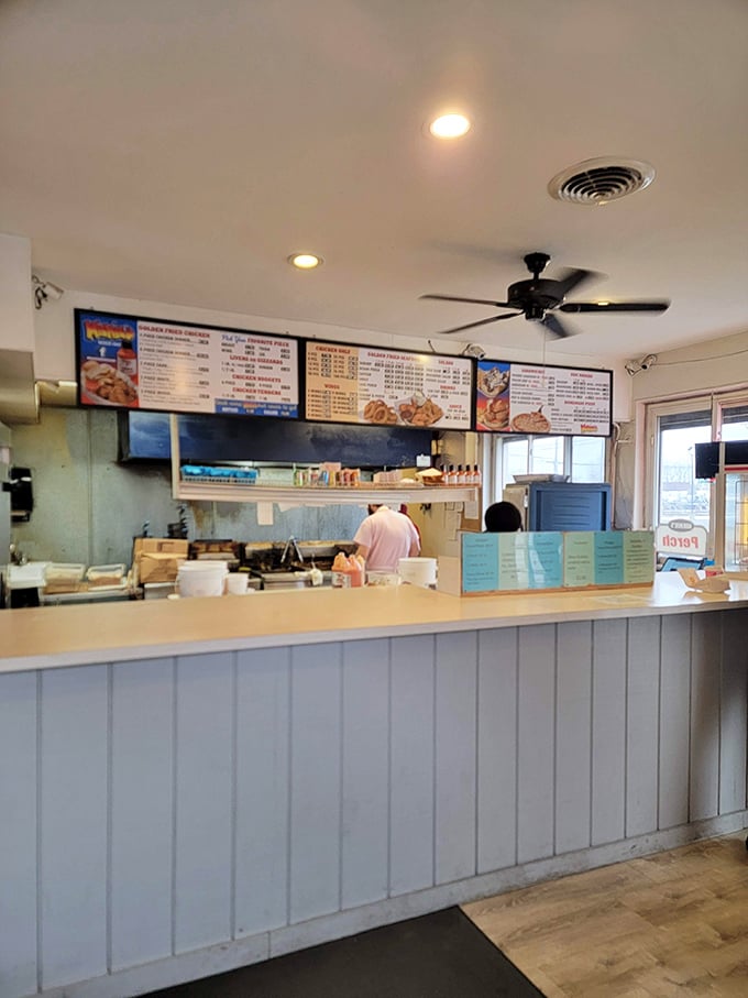 The counter where dreams come true. No fancy digital displays needed when you're serving chicken this consistently magnificent.