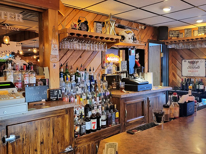 The bar area showcases an impressive array of spirits&mdash;because in Wisconsin, the Old Fashioned is less a cocktail and more a cultural institution.