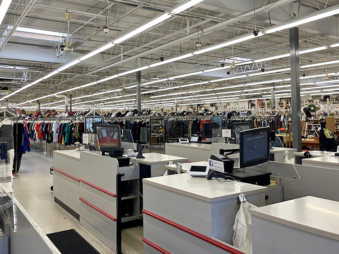 The checkout area&mdash;where the thrill of the hunt meets the satisfaction of seeing just how little you've spent on so much.