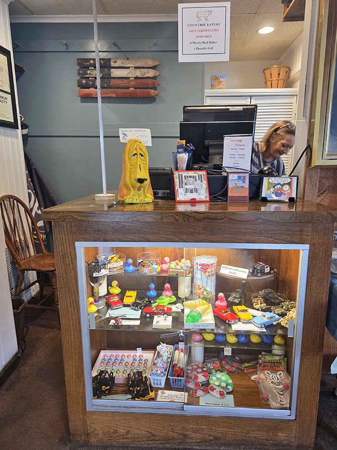 The counter where treasures await the young (and young at heart). Nothing says "authentic diner experience" like a display case of nostalgic toys.