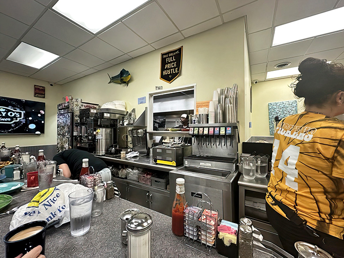 The counter area – command central for coffee refills, order taking, and the occasional "honey, you've got to try this" from a neighboring diner.