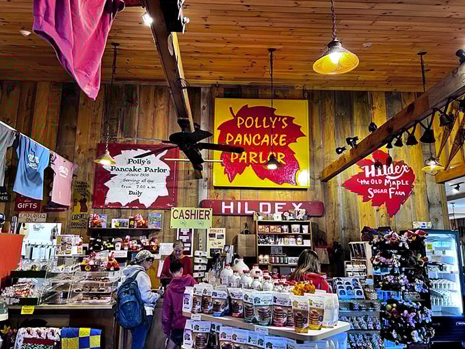 The gift shop: where maple dreams are bottled, packaged, and ready to follow you home like delicious souvenirs of breakfast bliss.