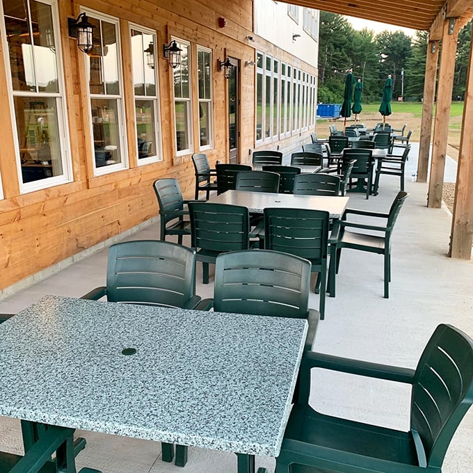 Covered patio dining: where the fresh air enhances your meal without the risk of your napkin taking flight in the New Hampshire breeze.