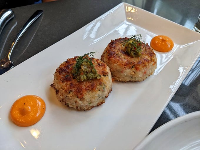 These crab cakes aren't just appetizers&mdash;they're discs of oceanic joy. More crab than cake, they're what Maryland dreams about when it falls asleep.