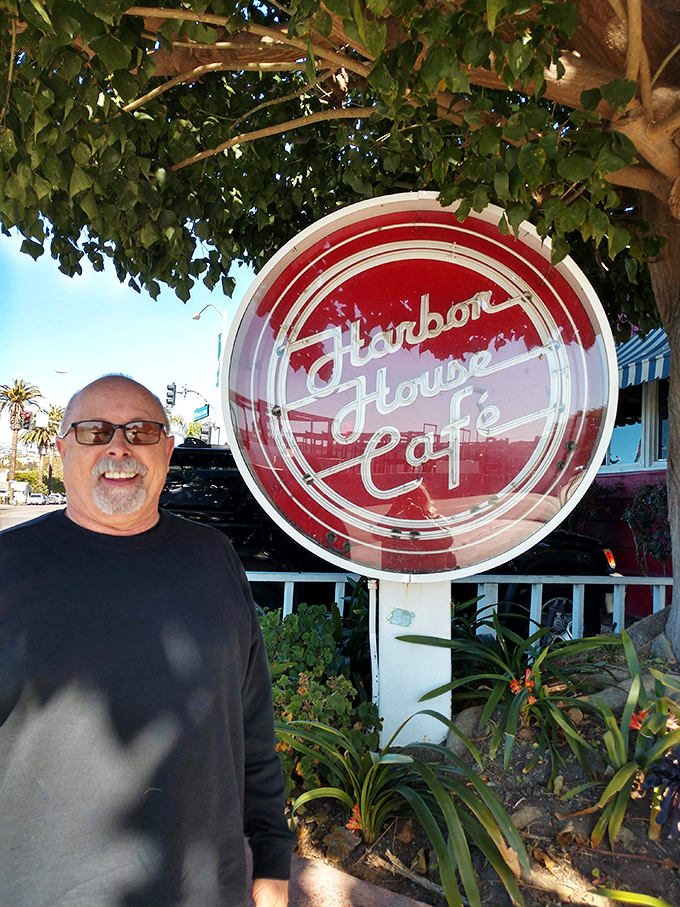 The iconic Harbor House sign stands as a beacon of good food and community – a landmark that's witnessed countless California stories.