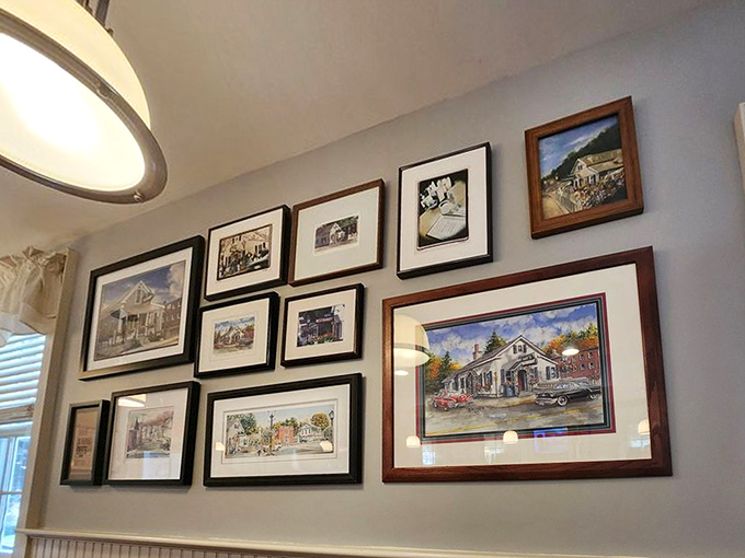 A gallery wall that tells Wilmington's story &ndash; each frame a chapter in the community history that makes Dot's more than just a restaurant.