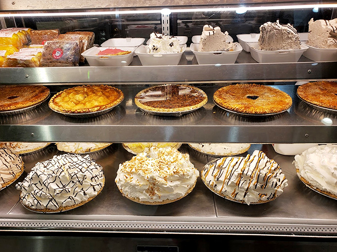 The dessert case&mdash;a glass-enclosed museum of American pastry art where willpower goes to die and "I'll just have coffee" becomes "and a slice of that pie."