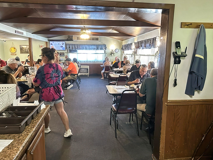 A busy dining room where locals gather not just for meals but for the daily ritual of community that's becoming increasingly rare.