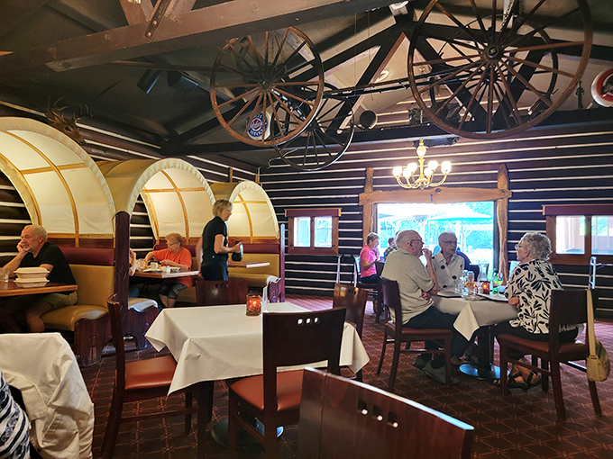 The dining room where memories are made between bites of walleye. Those wagon-wheel booths have witnessed countless celebrations and "just because" dinners.