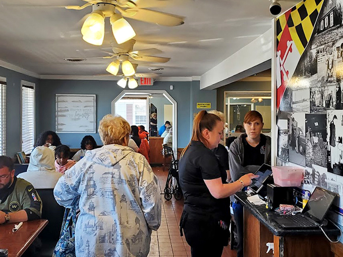Inside Marie's, the Maryland flag hangs proudly while servers navigate the morning rush&mdash;a choreographed dance of coffee refills and order-taking.