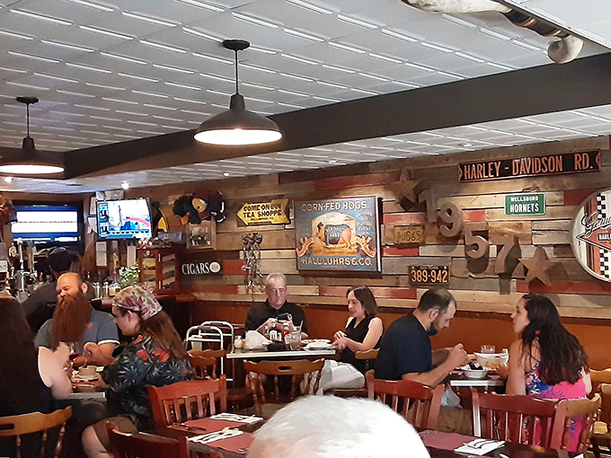 Where strangers become friends over medium-rare conversations and well-done hospitality. Notice nobody's looking at their phones? That's the power of great food.