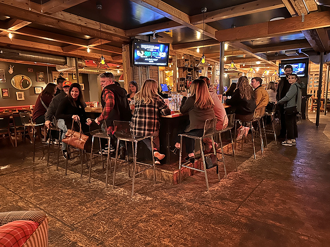 Where barbecue memories begin&mdash;patrons gather at the bar, proving that great food brings people together better than any social media platform ever could.