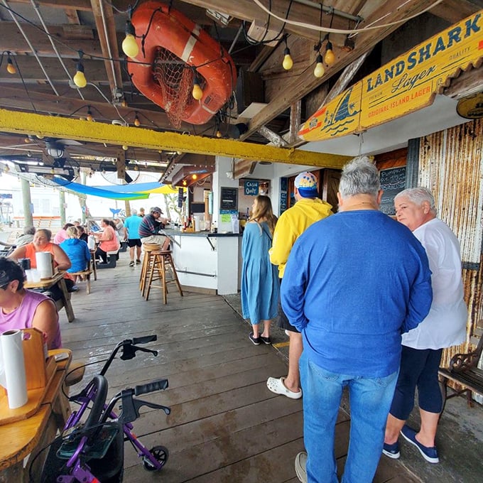 The line forms to the right. These folks know that good things come to those who wait&mdash;especially grouper sandwiches.