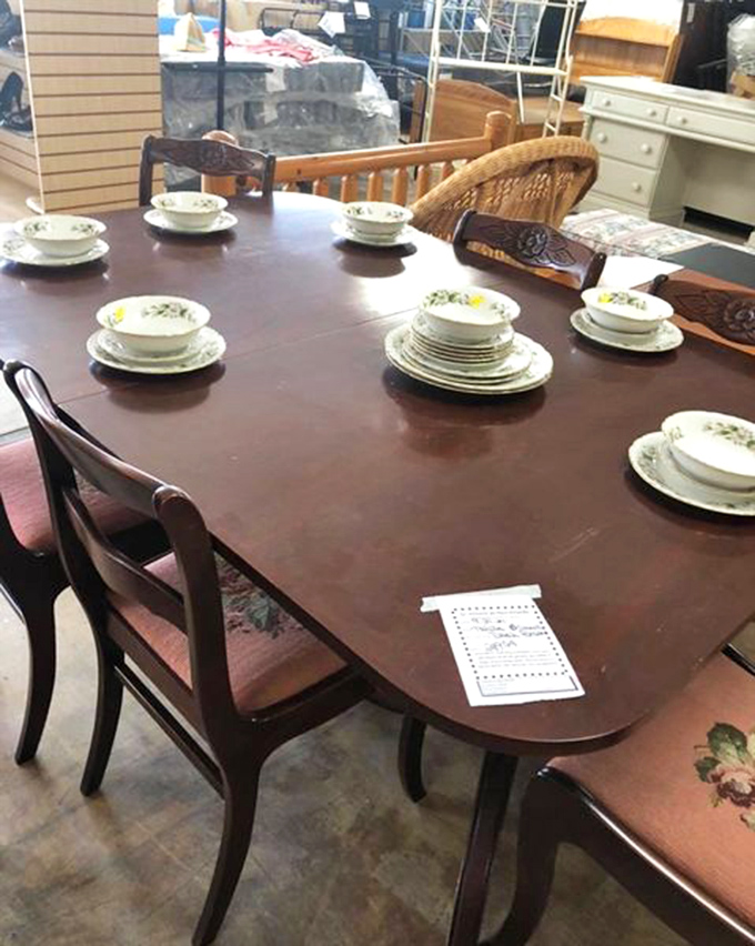 A dining set ready to host everything from Sunday dinners to heated Scrabble tournaments.