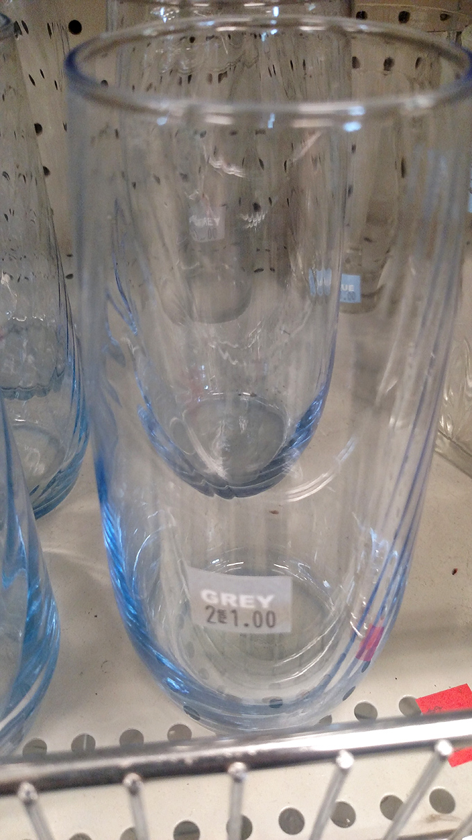 A simple blue-tinted glass for just $1.00&mdash;ready to hold everything from iced tea to something stronger after a long day of thrift hunting.