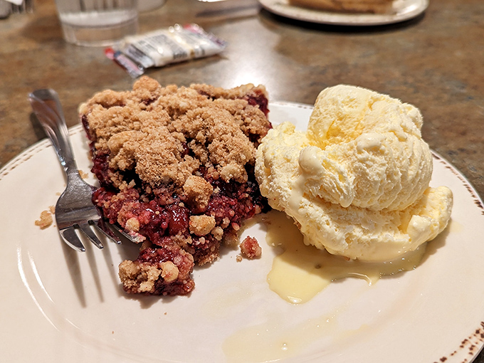 Dutch cherry pie with crumble topping and vanilla ice cream melting alongside&mdash;a dessert so perfect it deserves its own love song.