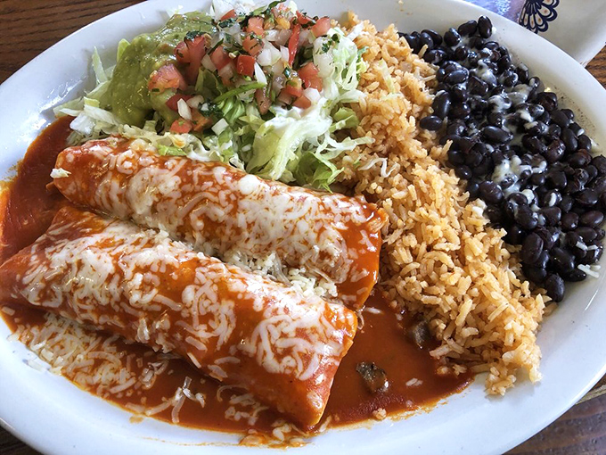 These enchiladas swim in a sauce so good you'll be tempted to request a straw for the leftovers.