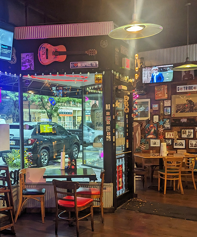 String lights and memorabilia create the perfect backdrop for meat-induced euphoria. The view from inside feels like being in on a delicious secret.