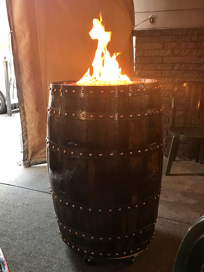 This barrel fire pit doesn't just provide warmth&mdash;it creates the perfect atmosphere for post-breakfast conversations that nobody wants to end.