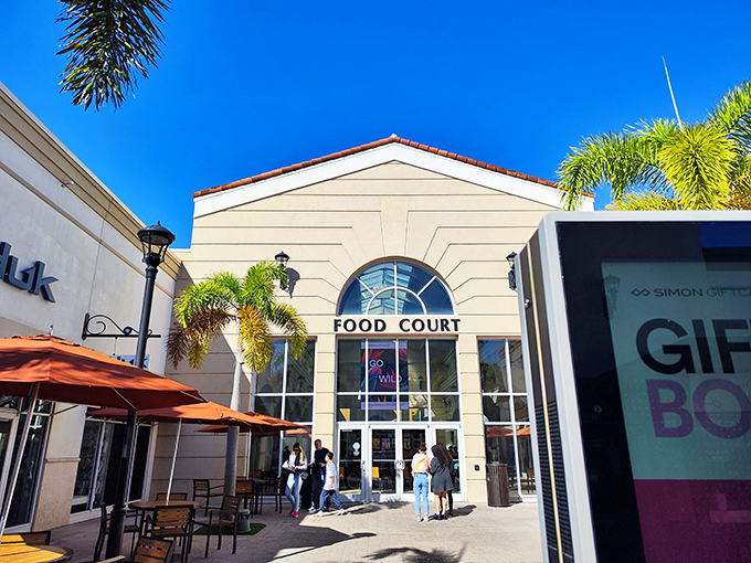 The food court's welcoming arch stands like a beacon of hope for hungry shoppers who've reached that dangerous "hangry" stage of the retail marathon.