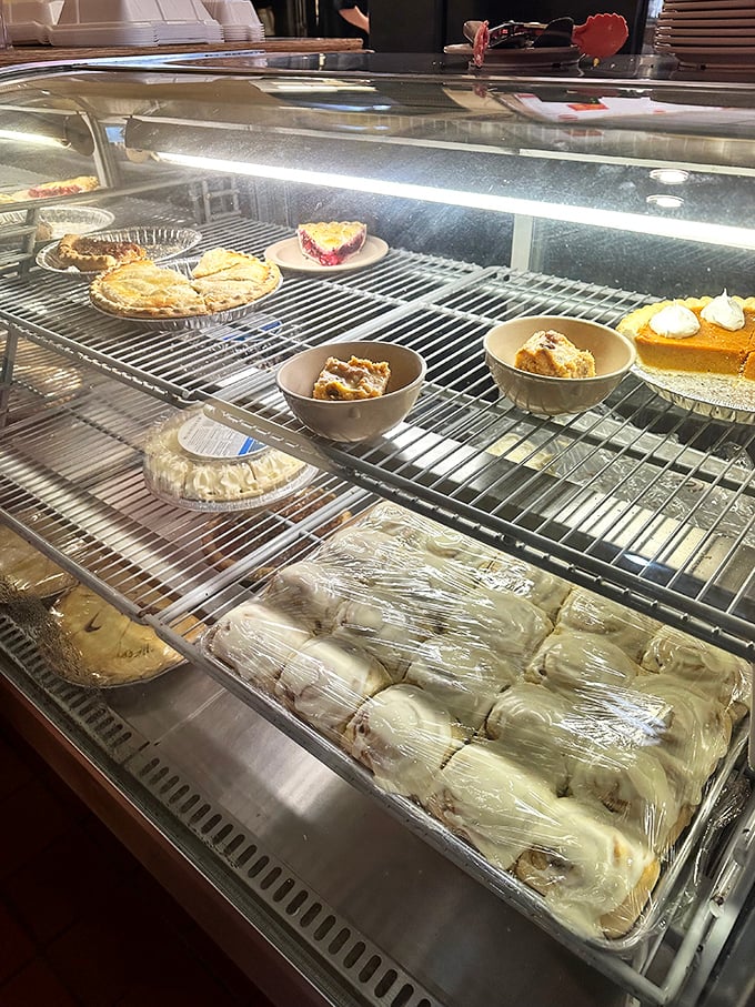 The dessert case tempts you with homemade pies that don't need fancy descriptions to sell themselves.