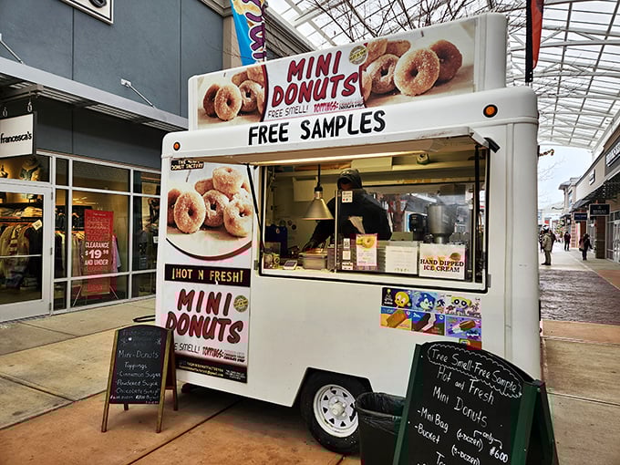 The mini donut truck &ndash; where "free samples" are the two most beautiful words in the English language. Diet resolutions come here to die happily.