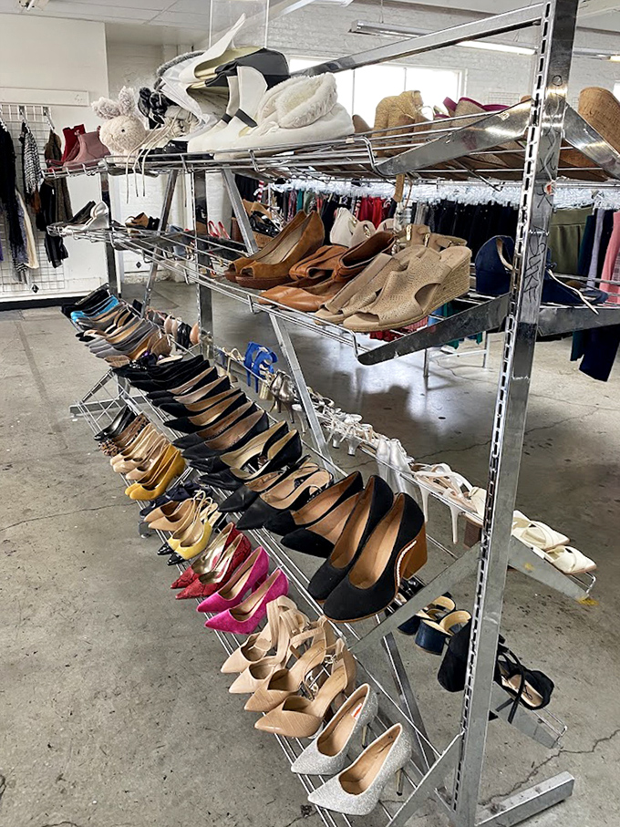 The shoe section rivals Imelda Marcos's closet, with heels, flats, and boots standing at attention, waiting for their Cinderella moment.
