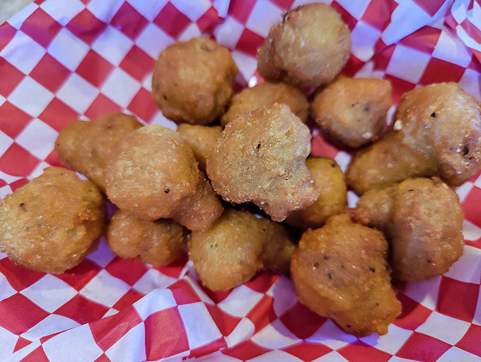 Fried mushrooms that look like they're auditioning for a role in your happy hour dreams&mdash;crispy, golden, and utterly poppable.