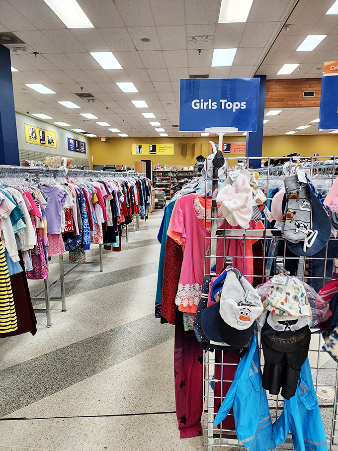 The children's section stretches as far as the eye can see. Perfect for grandparents who understand kids grow faster than Florida summer thunderstorms roll in.