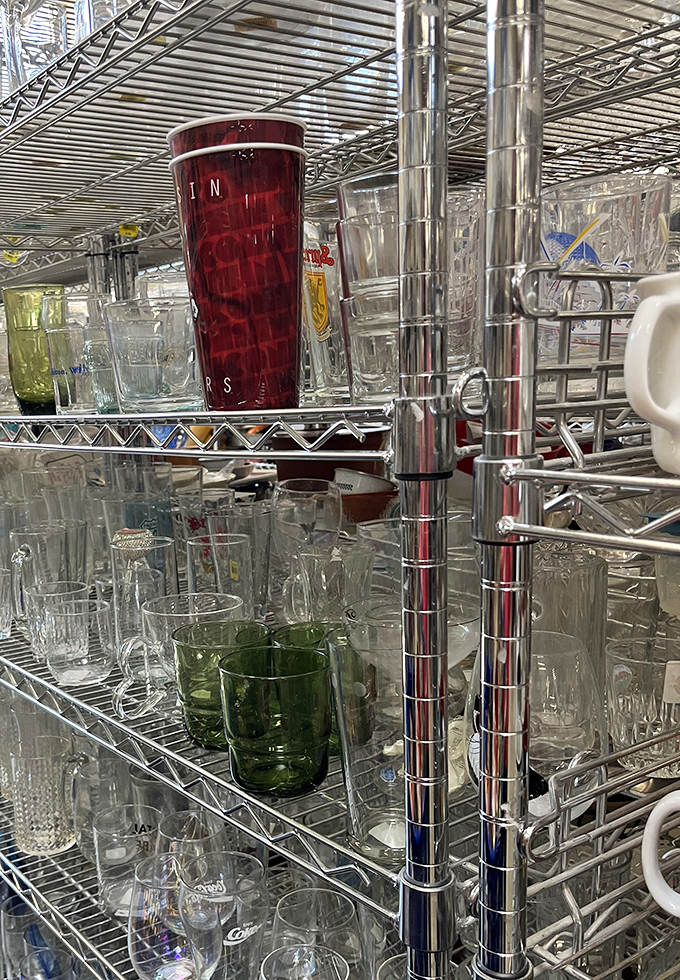 Glassware that tells stories of dinner parties past. That mid-century tumbler set might have once served Old Fashioneds to someone's grandparents.