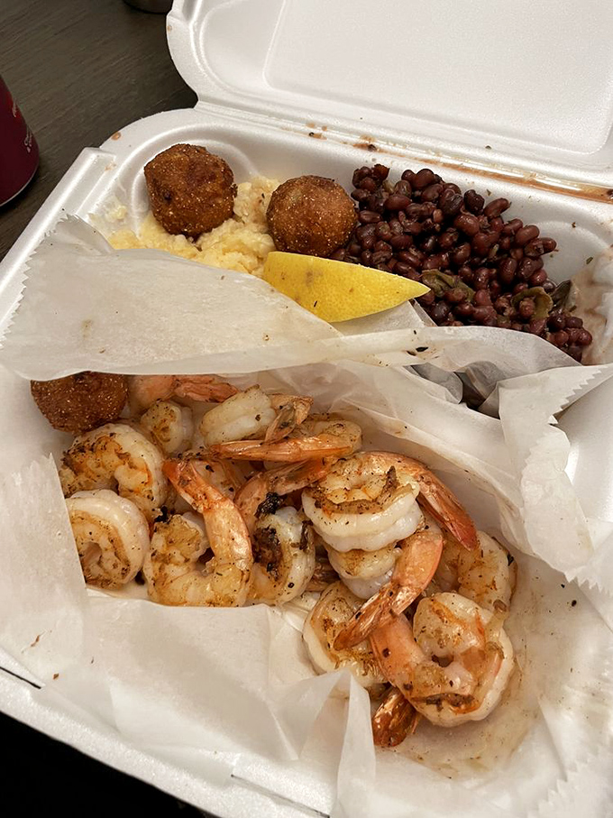 Simple pleasures done right: grilled shrimp, perfectly seasoned. When seafood is this fresh, complicated cooking techniques would just be showing off.