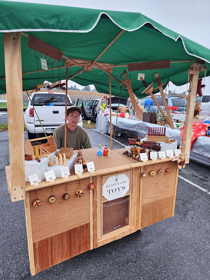 Handcrafted wooden toys await new homes. These timeless playthings offer a refreshing alternative to the beeping, blinking digital world.