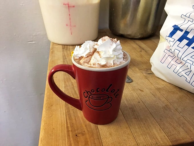 Hot chocolate that doesn't pretend to be anything but what it is&mdash;sweet, comforting, and topped with a cloud of whipped cream. No artisanal marshmallows required.