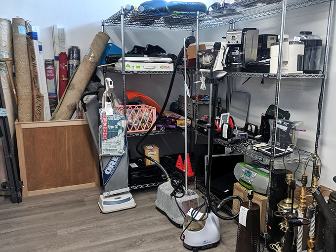 The small appliance graveyard or kitchen resurrection center? These gently-used gadgets await new countertops and the chance to blend, toast, and steam once more.
