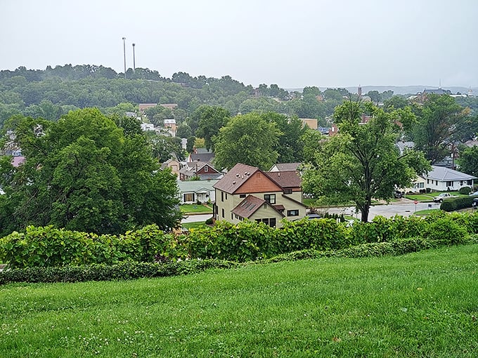 Rolling hills dotted with homes create Hermann's distinctive topography, where each residence enjoys its own unique view of this river town.