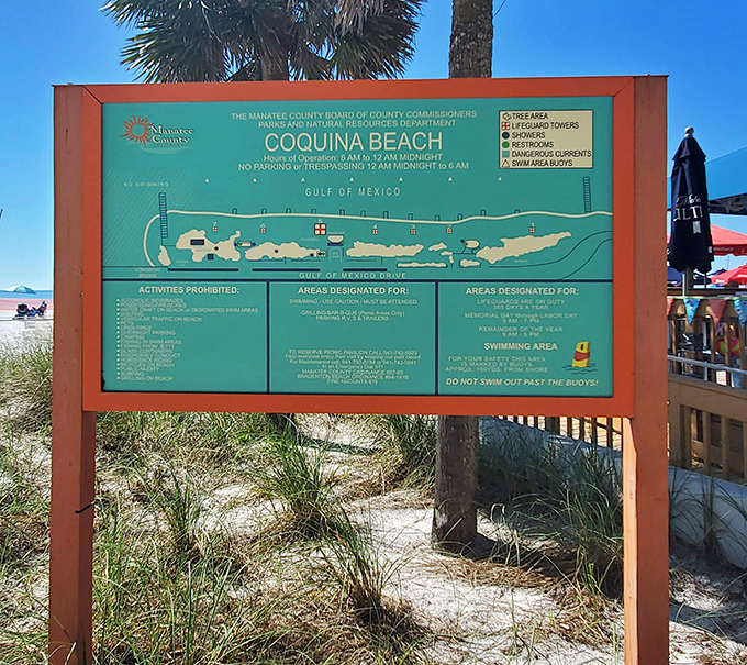 The beach equivalent of reading instructions&mdash;something we acknowledge exists but rarely consult. Those colorful maps, though, make excellent landmarks.