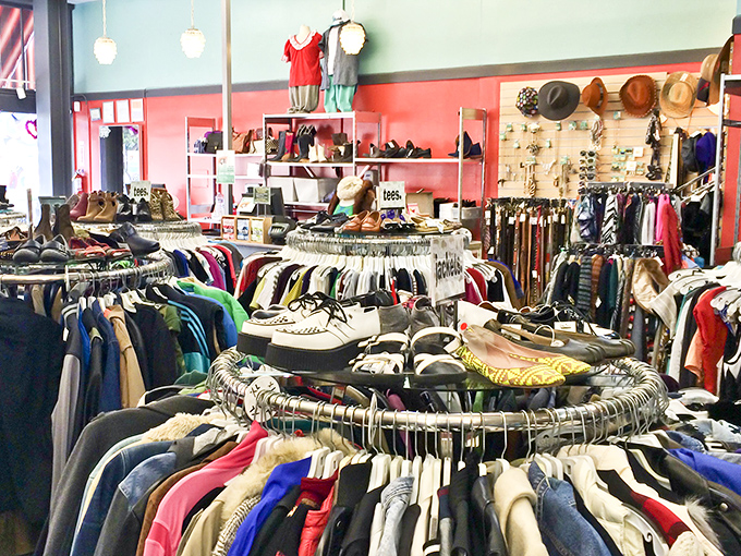 The accessories section: where $15 might score you a belt that costs more than your first car or a scarf with stories to tell.